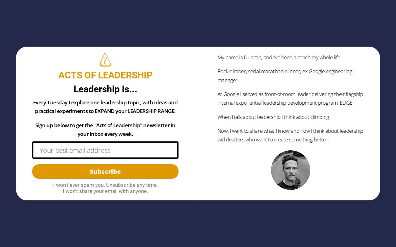 Acts Of Leadership Newsletter Signup